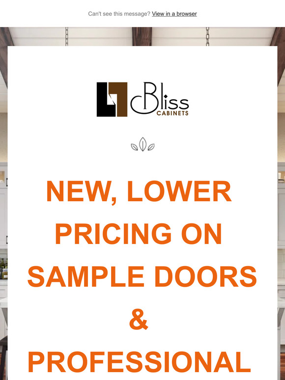 Bliss Cabinets: Lower Sample Door/Kit Pricing & New Styles | Milled