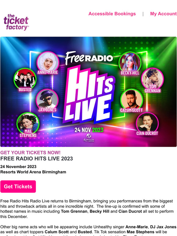The Ticket Factory: Artist line-up confirmed for Free Radio Hits Live ...