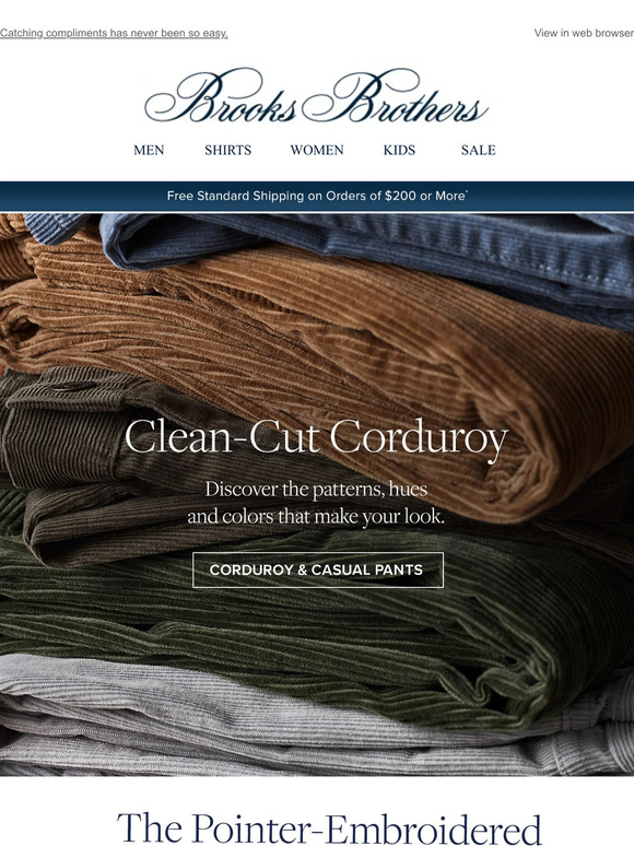 Brooks Brothers: Cord striking: your new pants, our fresh corduroy ...