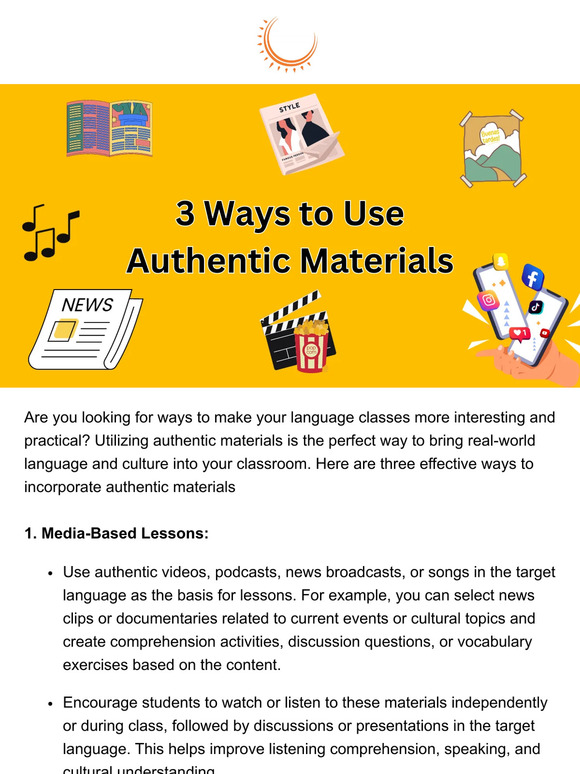 Teacher's Discovery: 3 Ways to Use Authentic Materials in Your World ...
