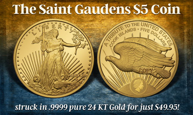 National Collector's Mint: Free Shipping! ★ .9999 Pure Gold 2023 $5 Saint Gaudens Coin ★ | Milled
