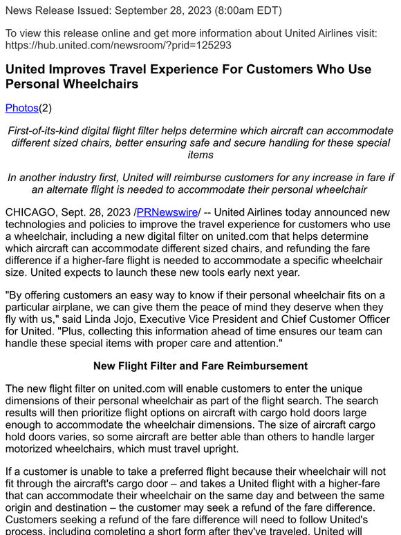 United Airlines: United Improves Travel Experience For Customers Who ...