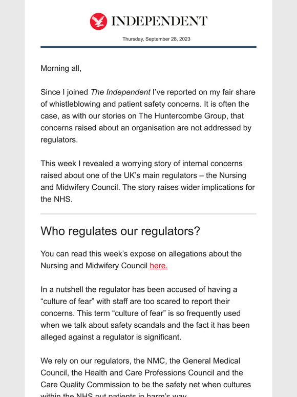 The Independent: Do we need a closer look at NHS regulation? | Milled