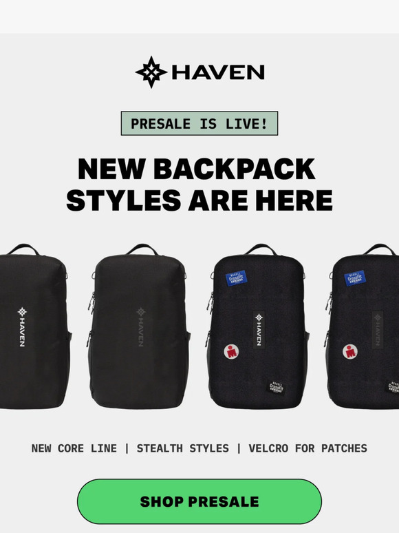Haven Athletic: NEW backpack styles are here! | Milled