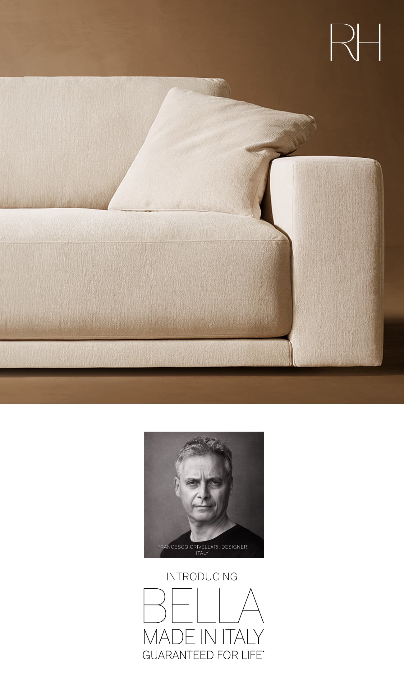 Restoration Hardware: Introducing the Bella Sofa. An Italian Beauty. | Milled
