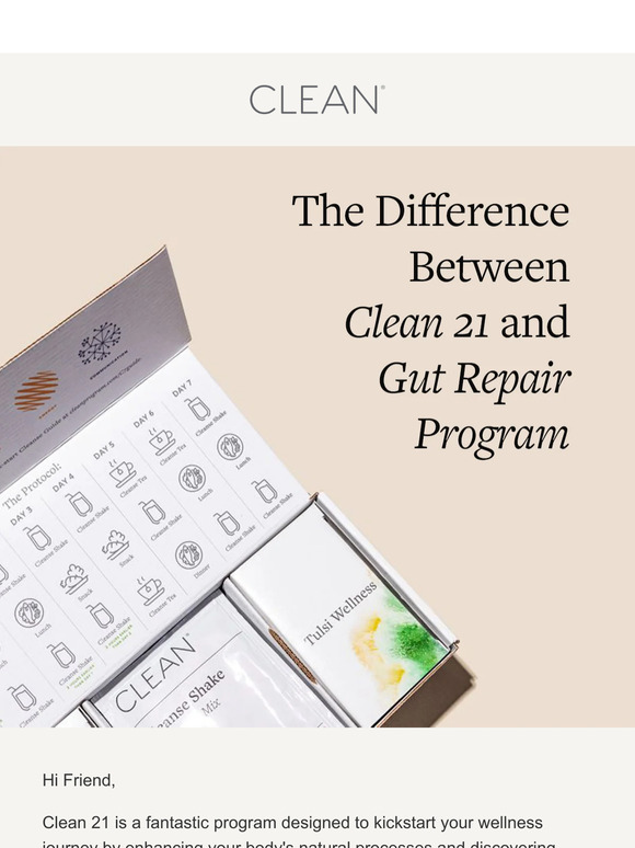 Clean Program: The Difference Between Clean 21 and Gut Repair Program | Milled
