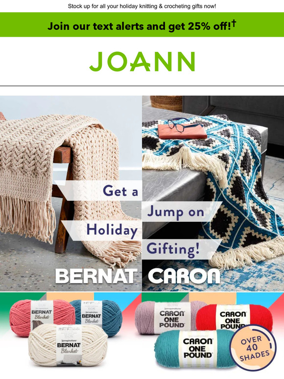 JoAnn: Bernat Blanket yarn & Caron One Pound yarn just $8.99! | Milled