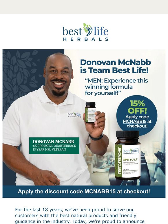 Best Life Herbals: Football Legend Donovan McNabb is Team Best Life ...