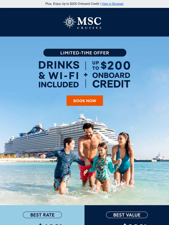 MSC Cruises: Extended: Cruise With Drinks Included & More | Milled