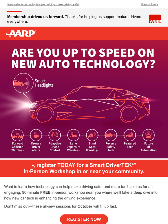 AARP: —, REGISTER now for a FREE Smart DriverTEK In-Person workshop | Milled
