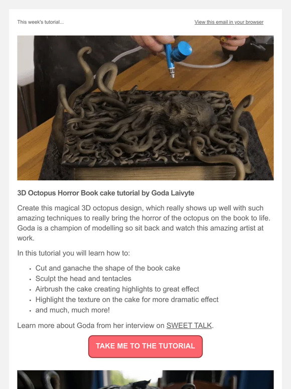 CakeFlix: 3D Octopus Horror Book cake tutorial with Goda Laivtye | Milled