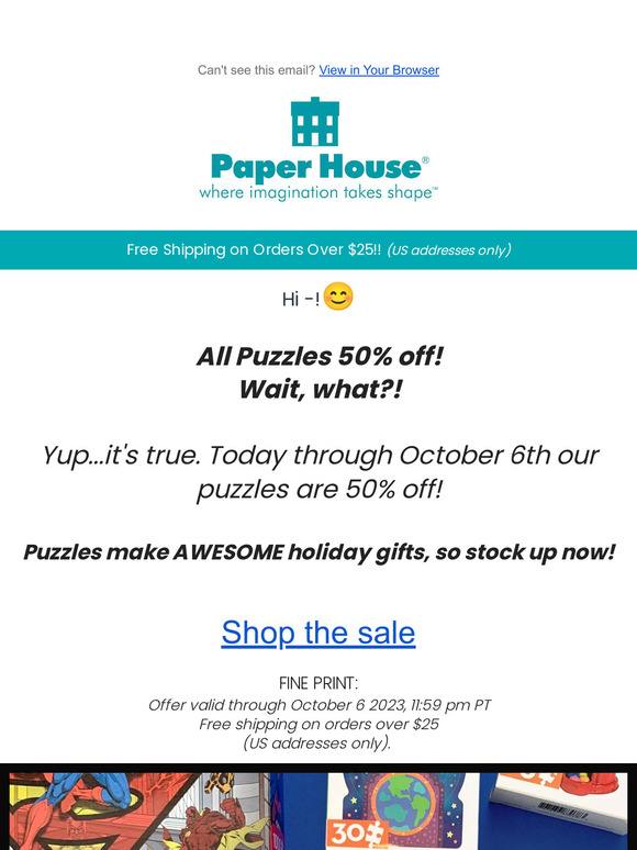 Paper House Productions: PUZZLE TIME! 🧩 FIFTY Percent Off! | Milled