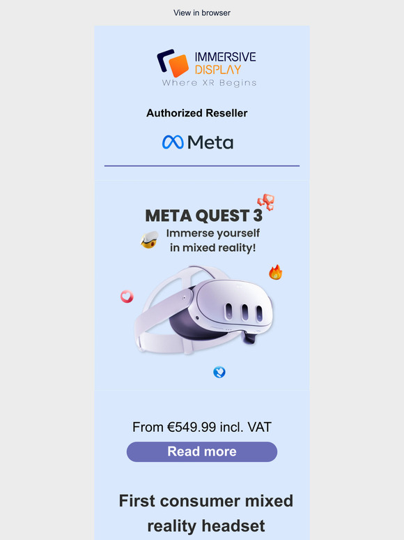 Selldorado: 📣Discover the new Meta Quest 3 on Immersive Display! | Milled
