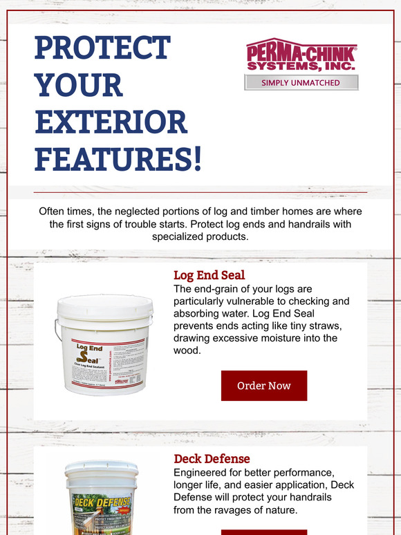 Perma-Chink Systems: Protect Log Home Exterior Log Ends & Handrails ...