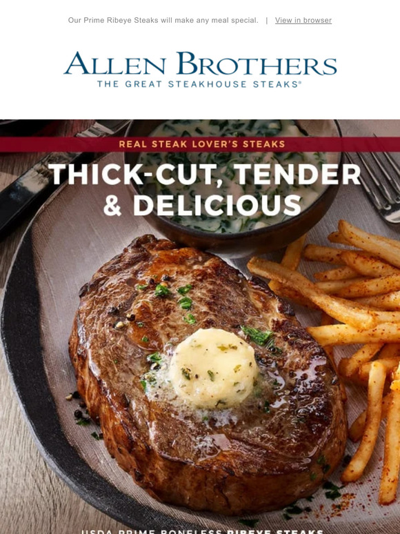 Allen Brothers: Ribeyes for Steak Lovers: Hand-Cut Thick & Aged to ...