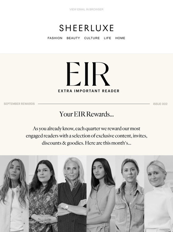 SheerLuxe: Here Are This Month's EIR Rewards | Milled