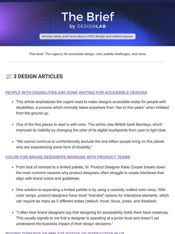 Designlab: 📰 This week: The urgency for accessible design, color ...