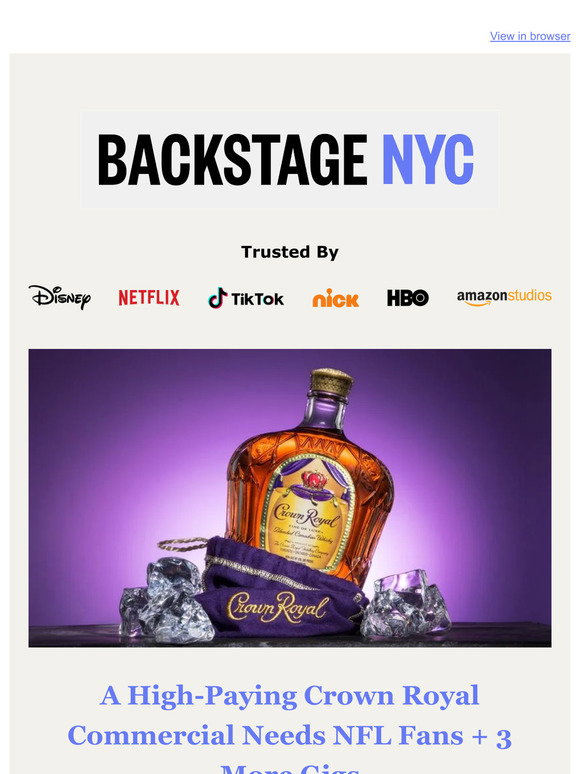 Backstage: A high-paying crown royal commercial needs NFL fans! | Milled