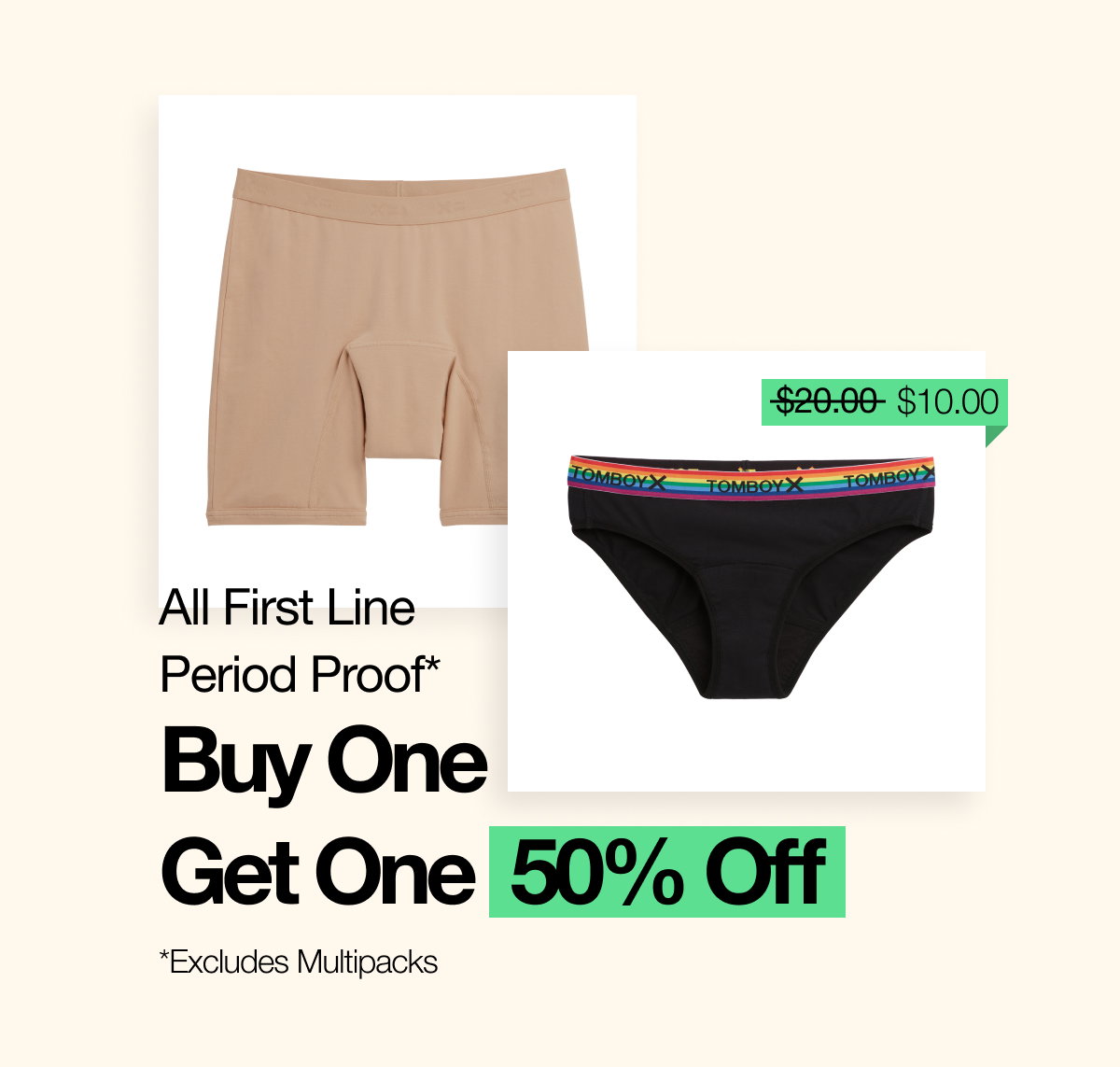 TomboyX: First Line Period Underwear BOGO 50% Off | Milled