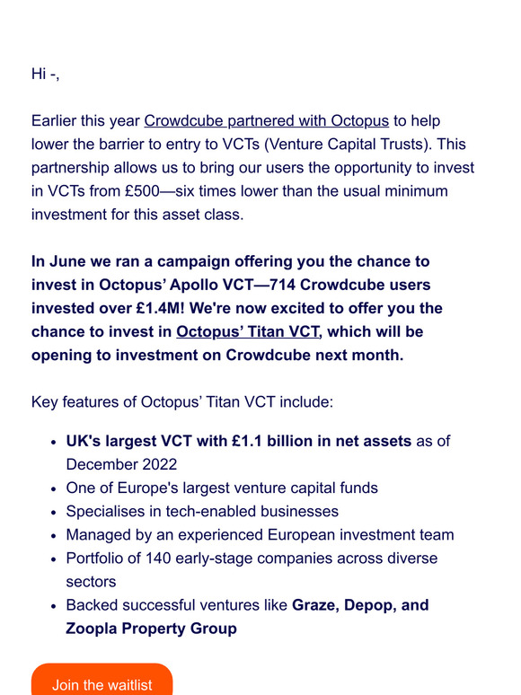 Crowdcube: Coming soon to Crowdcube: Octopus’ Titan VCT | Milled