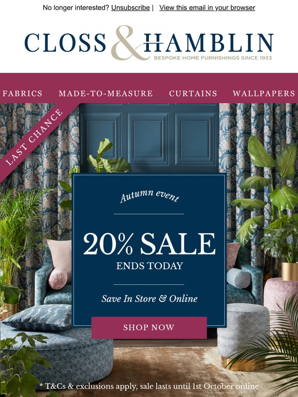 Closs & Hamblin: In-store sale ENDS TODAY! ⏰ | Milled