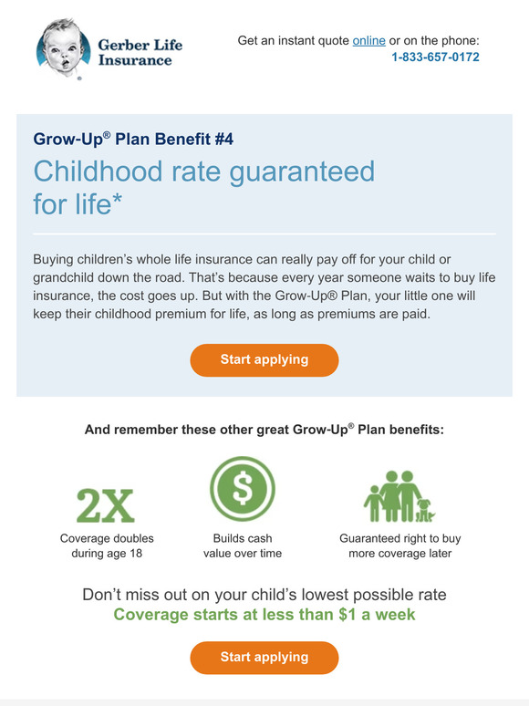 Gerber Life Insurance: One more thing to know: Your child's rate will ...