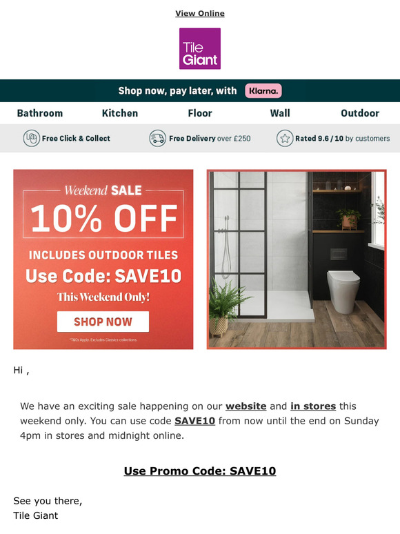 Tile Giant: Save an EXTRA 10% at Tile Giant - This Weekend Only 🛍 | Milled