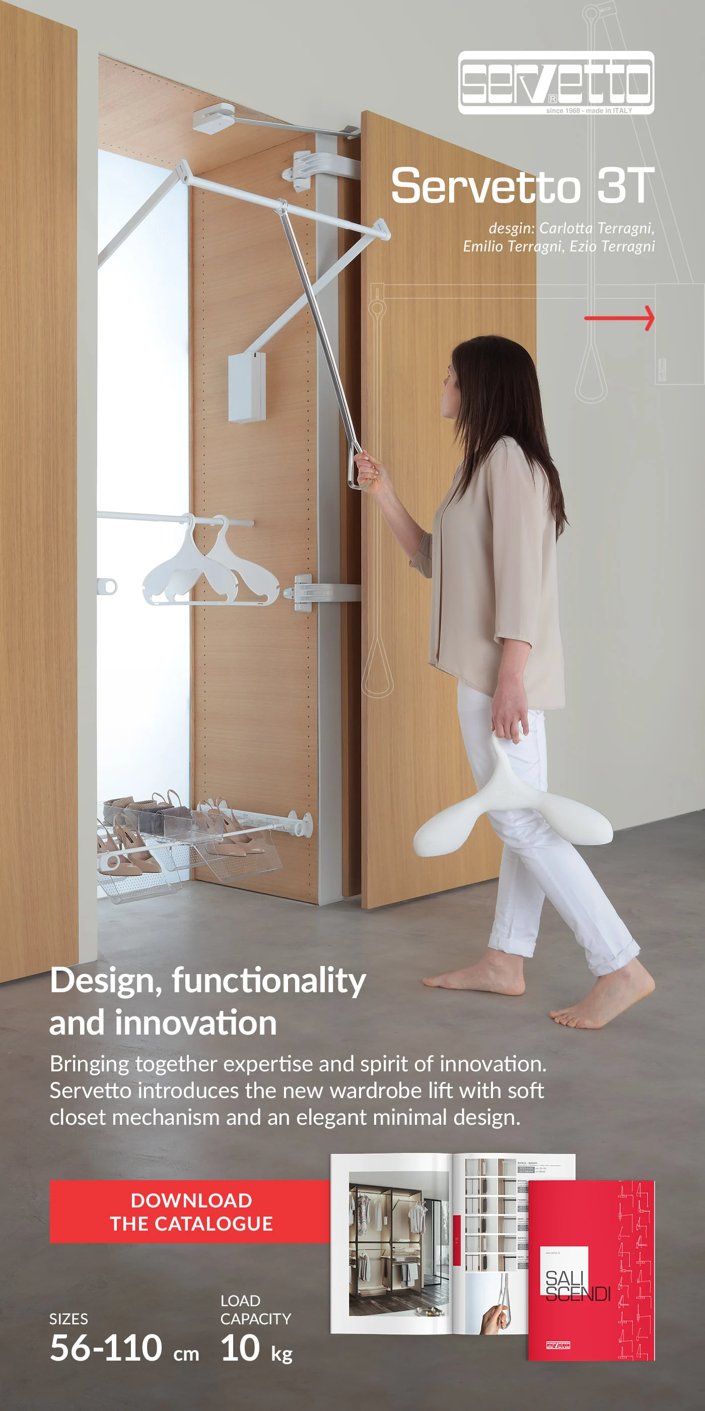 Archiproducts IT: Wardrobe lift Servetto with soft closet mechanism | Milled
