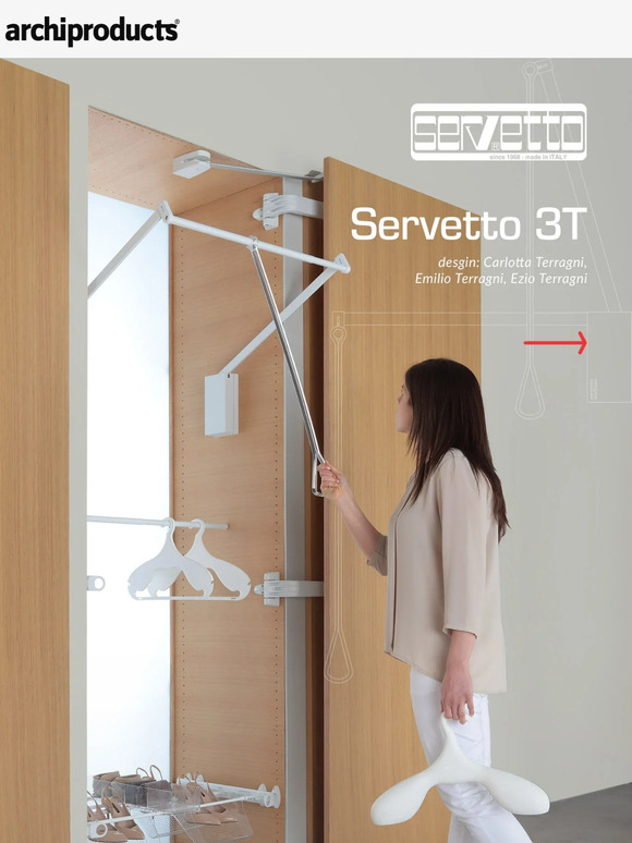 Archiproducts: Wardrobe lift Servetto with soft closet mechanism | Milled