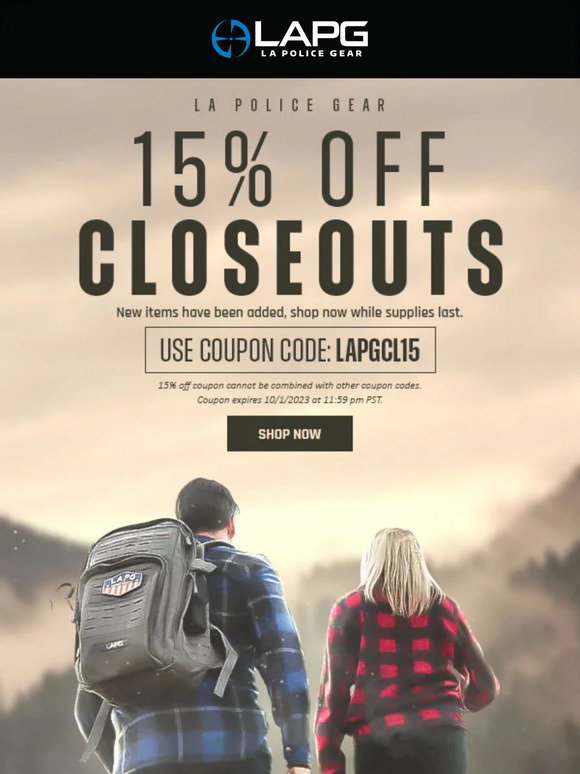 LA Police Gear: LAST day for 15% off on closeouts! | Milled