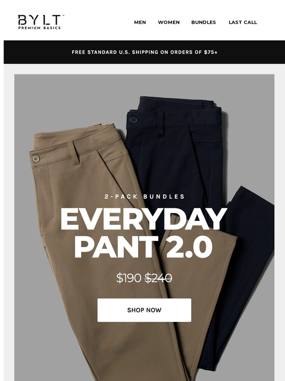 BYLT Basics: 🔥 Everyday Pant 2-Pack Bundle — Save 20% | Milled