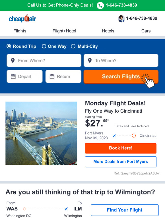 CheapOair: Monday Flight Deals! Fly from $27.99 | Milled