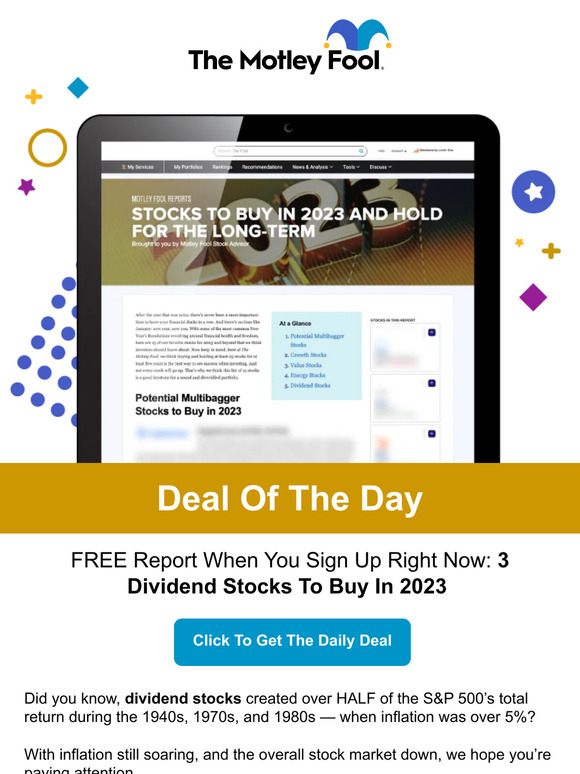 The Motley Fool: 3 dividend stocks for 2023 | Milled