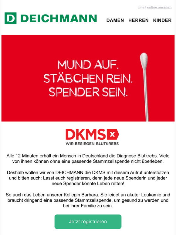 Deichmann: DEICHMANN + DKMS: Jetzt Spender werden. | Milled