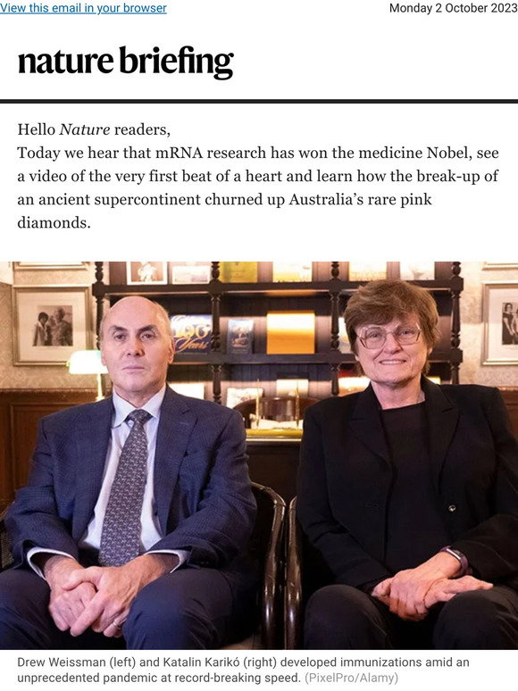 Nature: Medicine Nobel Prize for mRNA research | Milled