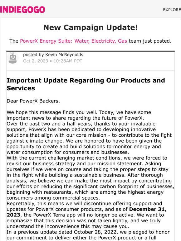 Indiegogo: 📢 Update #19 from PowerX Energy Suite: Water, Electricity ...