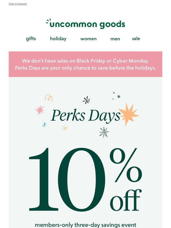 Uncommon Goods: How to get 10% off every order for 3 days | Milled