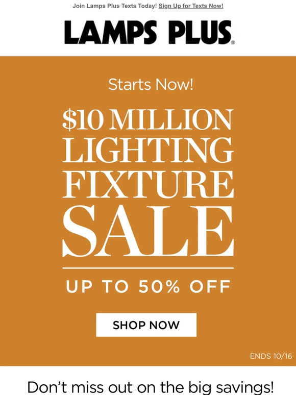 Lamps Plus: $10 Million Lighting Sale: Up to 50% Off | Milled