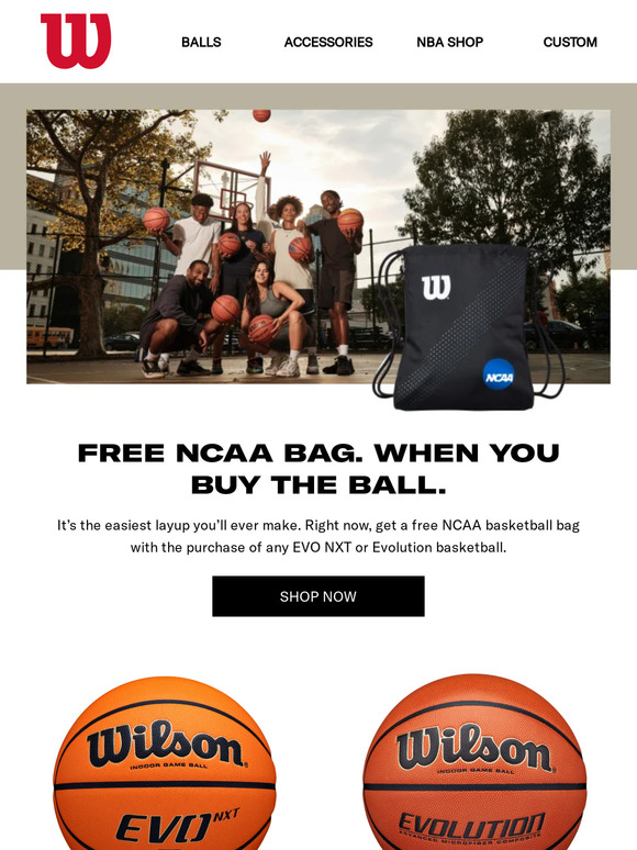 Wilson: Get a free bag with purchase of an Evolution or Evo NXT ...