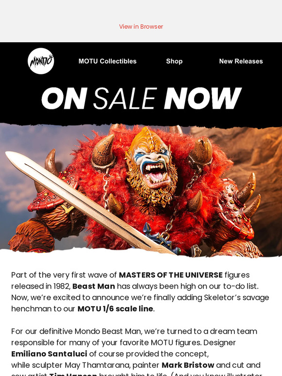 Mondo: MASTERS OF THE UNIVERSE – BEAST MAN 1/6 Scale | Milled