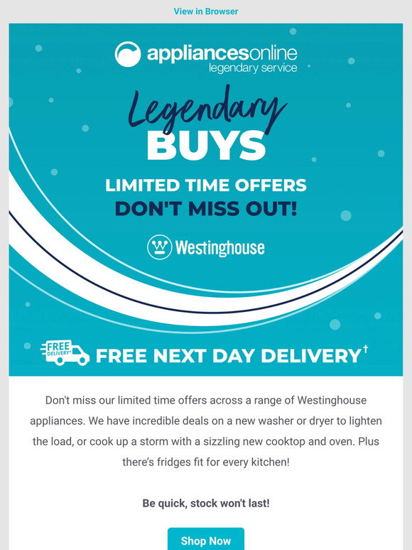Appliances Online: 🚨 Legendary Buys is Back! HOT Westinghouse Kitchen ...