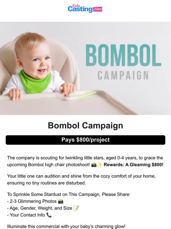 KidsCasting: Seeking Cute Little Stars for Bombol's Newest Campaign ...