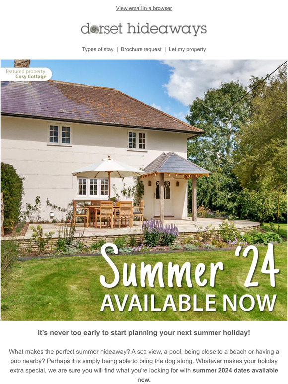 Dorset Hideaways: ☀️ Summer 2024 getaways available now! | Milled