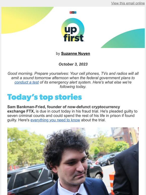 NPR: FTX's Sam Bankman-Fried heads to trial for fraud; how technology shapes the human body | Milled