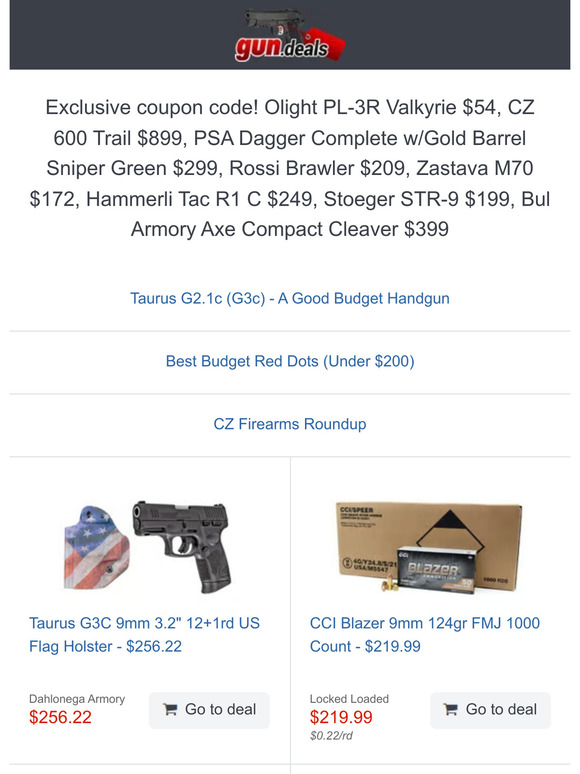 Gun.Deals: 🔥Barrett Model 82A1 $8633, Taurus G3C w/US Flag Holster $256 ...