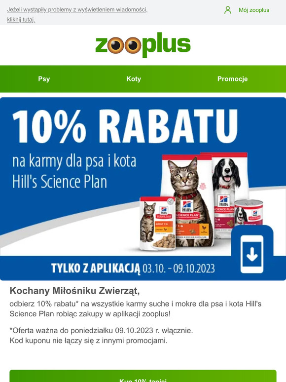Zooplus: 10% rabatu na karmy Hill's Science Plan 🐶🐈 | Milled