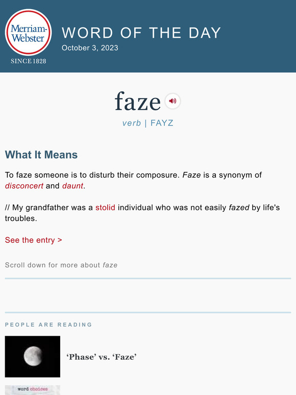 Merriam-Webster: Faze - plus, ‘Phase’ vs. ‘Faze’ | Milled