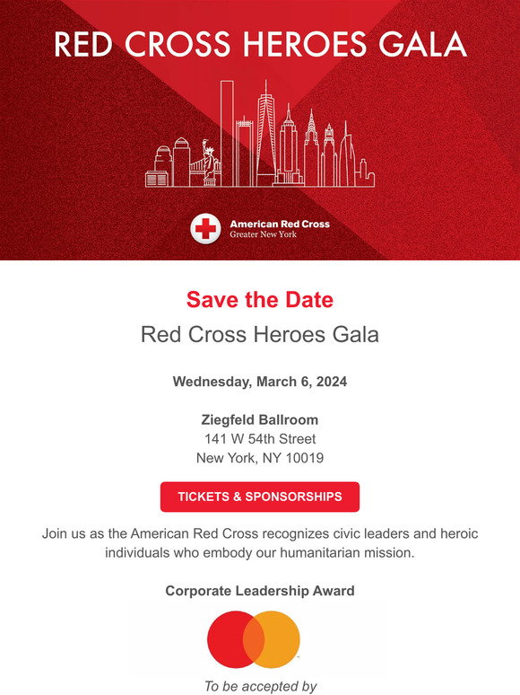 American Red Cross: Save the Date: Red Cross Heroes Gala | Milled