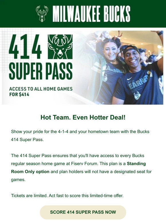 Bucks Pro Shop: 414 Super Pass = Your Ticket to All Bucks Home Games ...