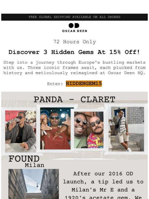 Oscar Deen: Iconic Frames | 15% OFF | Milled